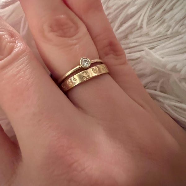 Cora Stacking Ring Gold, Rose Gold or Silver Textured Band Bold Beaded Stacking Ring Dot Ring ...