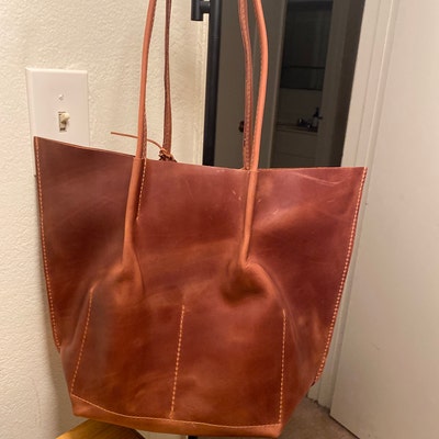 Cognac Leather Tote, Tote Leather Bag, Leather Tote Bag, Small Tote Bag ...