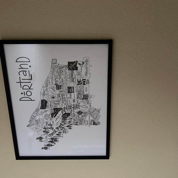 Portland, Oregon Neighborhood Map Print -handlettered-map of Portland ...
