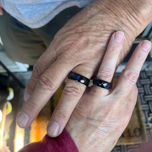 Galaxy Orion Nebula Ring for Women, Engagement Ring Set, Black Titanium ...