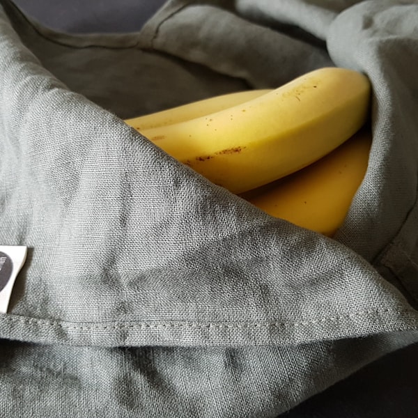 Linen Bento Bag, Natural Linen Bread Loaf Wrap Bag, Food Wrapping Bag ...
