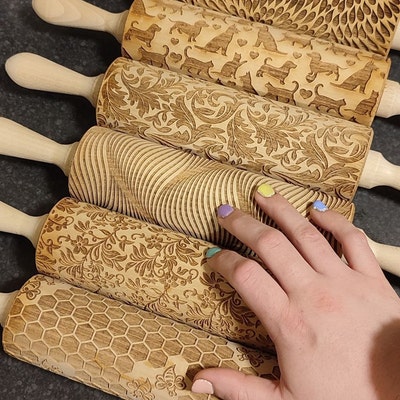 Scandinavian 4 Birds and Trees Embossing Rolling Pin - Etsy