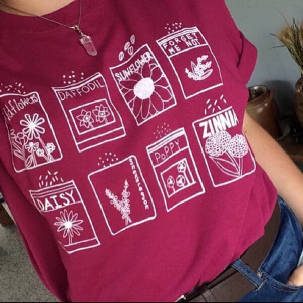 Flower Shirt, Screen Printed T Shirt, Garden Shirt, Gardening Gift ...