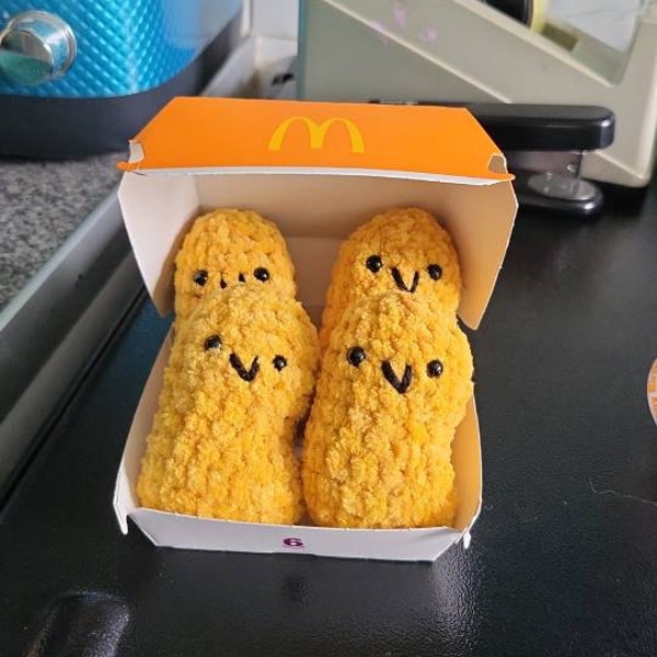 Set of 4 Chicken Nugget - Cute Handmade, Super Soft, Crochet Amigurumi ...
