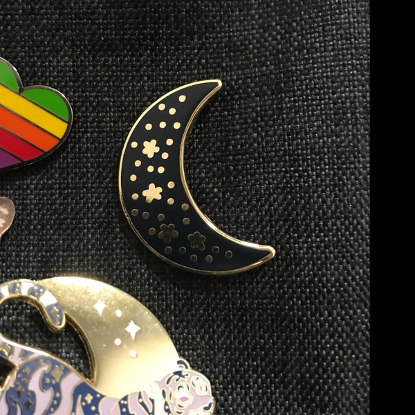 Enamel Pins, on the Moon, Gold Metal, Cosmos, Gold, Brooch, Accessory ...