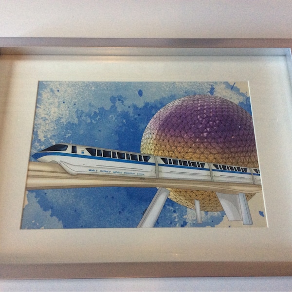 Disneyworld Epcot Center Spaceship Earth at Night With Monorail Disney ...