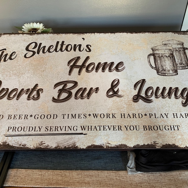 Basement Bar Sign | Personalized Bar and Lounge Sign | Family Last Name ...