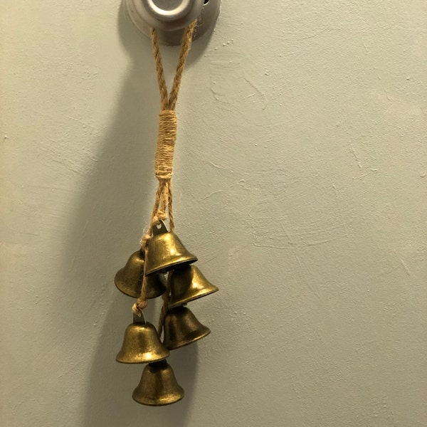 Rustic Bells on Hemp Jute Rope, Witch Home Protection Bells, Witch Gift ...