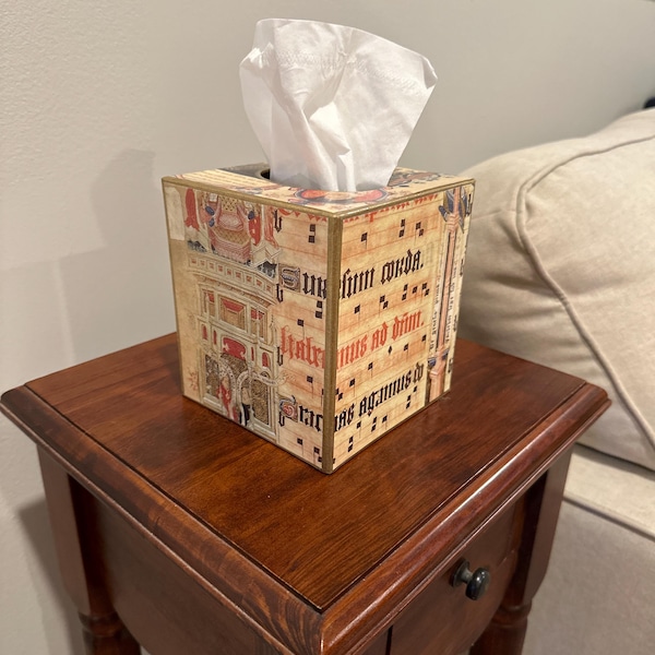 Aqua French Toile Tissue Box Cover - Etsy