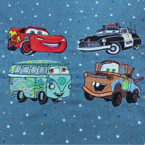 Cartoon Cars Embroidery Designs: 6 Files, 4x4 5x7 Hoop (instant ...