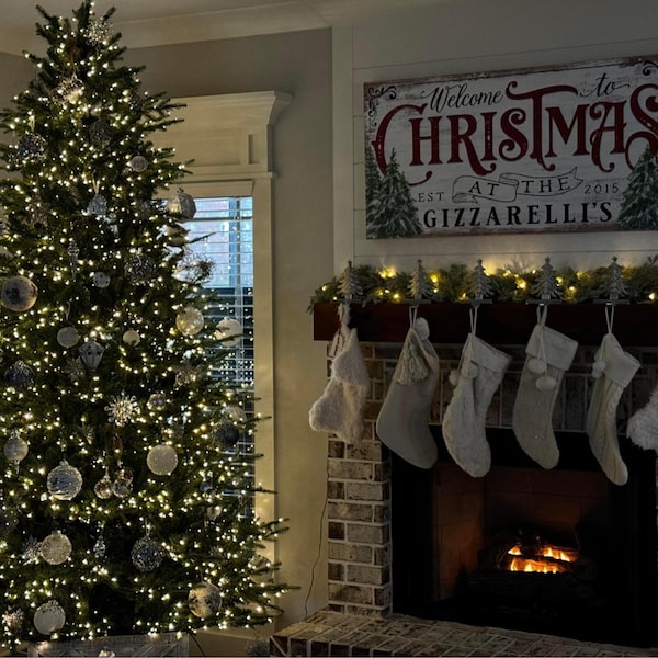 Welcome to Christmas at the Sign Personalized Custom Family Name Sign ...