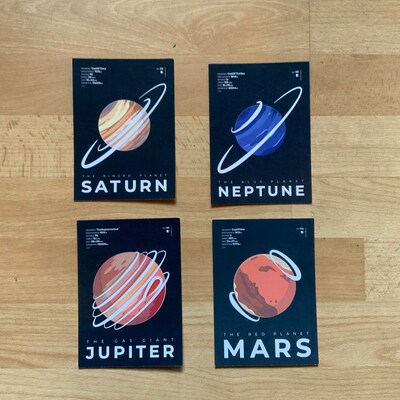 Solar System Planets dark A6 Postcard Prints mars - Etsy