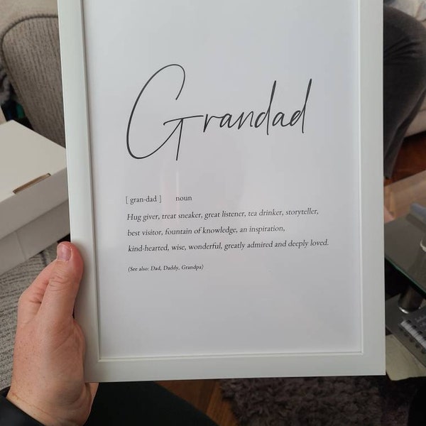 Grandad Grandfather Definition Print Gift Christmas / Birthday / Poster ...