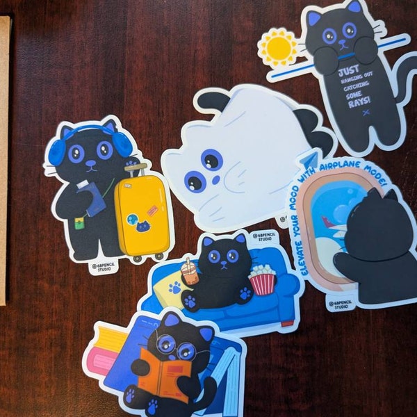 Adorable Winking Cat Sticker Cute Black Cat With Heart for Laptops ...