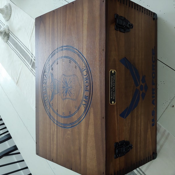 Air Force Keepsake Footlocker – Handcrafted Wood Military Memory Box ...