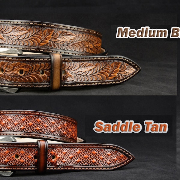 Personalized Leather Western Belt, Tooled Western Belt, Cowboy Leather ...