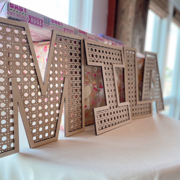 Rattan Nursery Letter Decor | Rattan | Wicker Letters | Wooden Letters ...