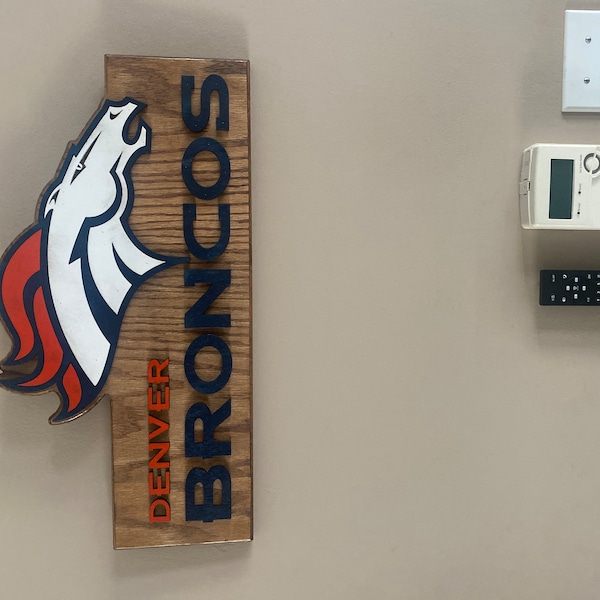 Broncos Oak Plaque - Etsy