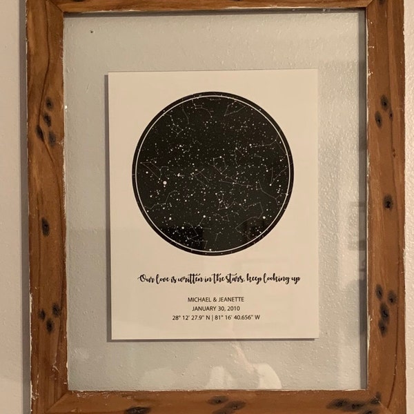 Custom Star Map, Framed Star Map, Constellation Map, Wedding Gift ...