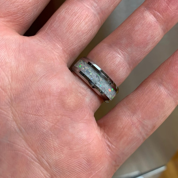 Wild Blue Ring Afghanite Crystal Inlay, Tungsten Titanium Ceramic, Men ...