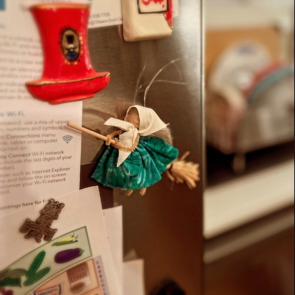 Good Luck Witch, Good Luck Kitchen Witch Magnet. Vintage OOAK Design ...