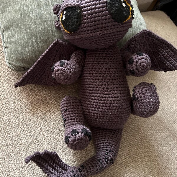 Crochet Black Dragon Pattern: Amigurumi Toy (PDF English, Spanish ...
