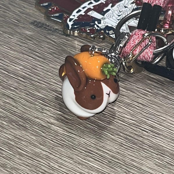 Mini Bunny Charm for Phone, Polymer Clay Rabbit Figurine, Handmade ...