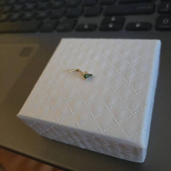 Solid 14K Gold Chrome Diopside Feather Earring Tiny Green Gemstone ...