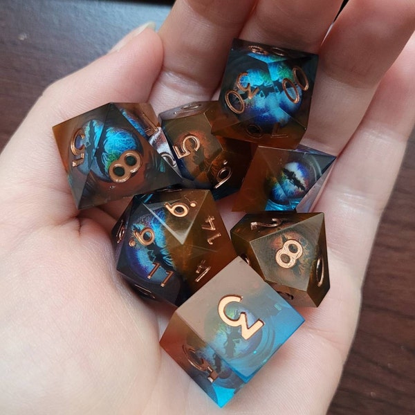 Ancient Cracked Dice Handmade Resin Sharp Edge Dice Set for Dnd, Roll ...