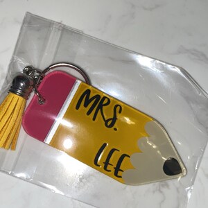 Custom Teacher Pencil Keychain - Etsy