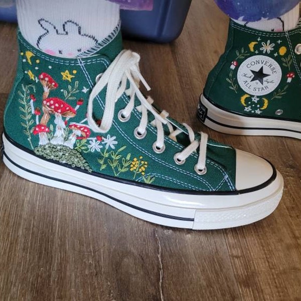 Embroidered Converse Mushroom, Frog, Converse Embroidery Mushroom ...