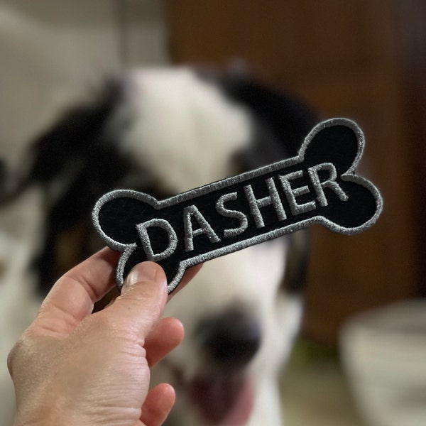 Custom Dog Name Patch - Custom Dog Bone Patch for Dog Vest or ...