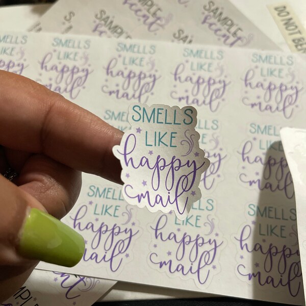 Smells Like Happy Mail Stickers, Small Business Stickers, Essential Oil ...