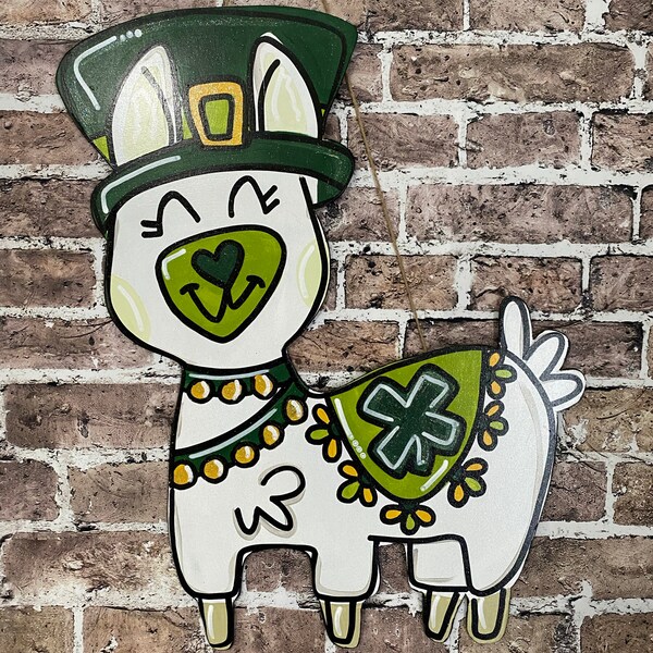 TEMPLATE: St Patricks Day Door Hanger Template, St Patricks Day Llama ...