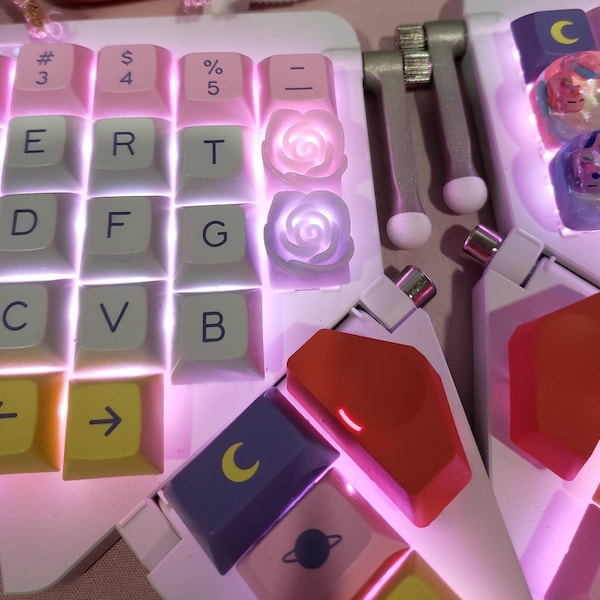 Rose Pastel Flower Artisan Keycap Cherry MX Mechanical Gaming Keyboards ...