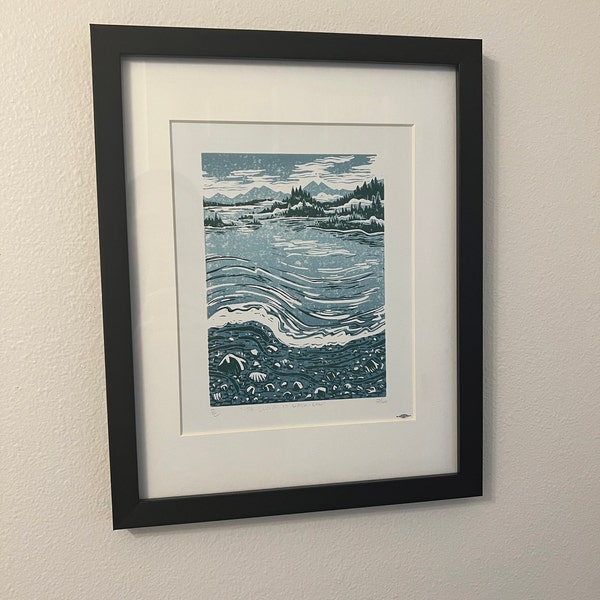 The Clouds in Washington | Linocut Reproduction Print | Puget Sound PNW ...