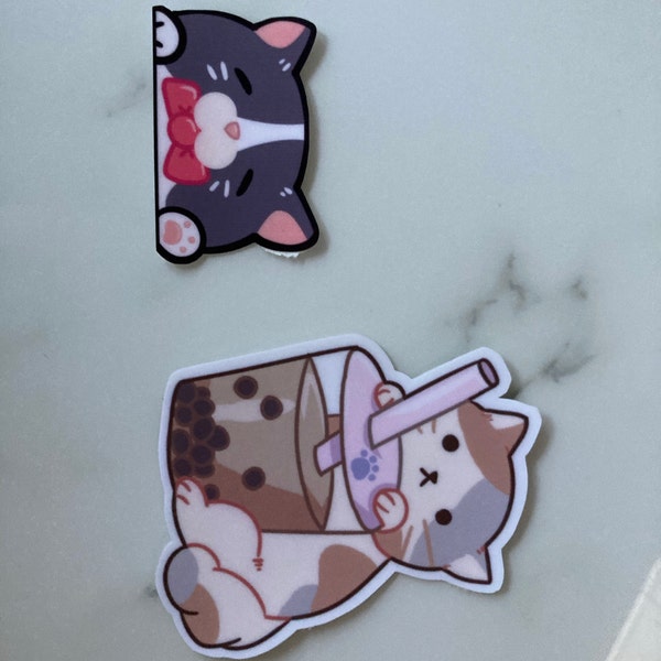 Cat With Asian Drinks Stickers/bubble Tea/ Soju/yakult/ramune/boba/yogurt/kawaii/cute - Etsy