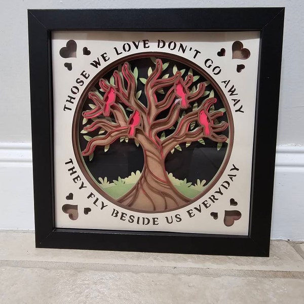 3D Memorial Svg, Cardinal Bird Tree Svg, in Memory of Gift, Loss of ...