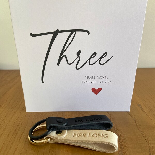 3 Years Down, 3rd Anniversary Card, Three Years Anniversary Card, 3 ...