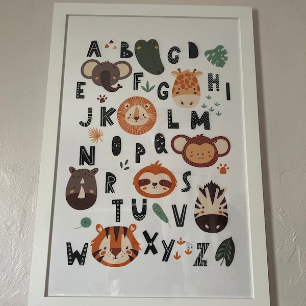 Safari Alphabet Letters Print - ABC Chart - Jungle Animal Nursery Decor ...