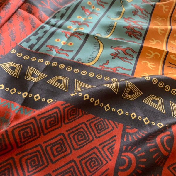 Turquoise Renaissance. Pomegranate Ornaments. Real Silk Scarf ...