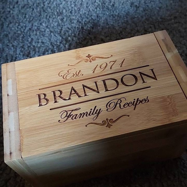 Personalized Wood Recipe Box, Engraved Recipe Box, Custom Wood Recipe ...