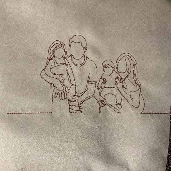 Family One Line Art Machine Embroidery Design - 7 Sizes - Embroidery ...