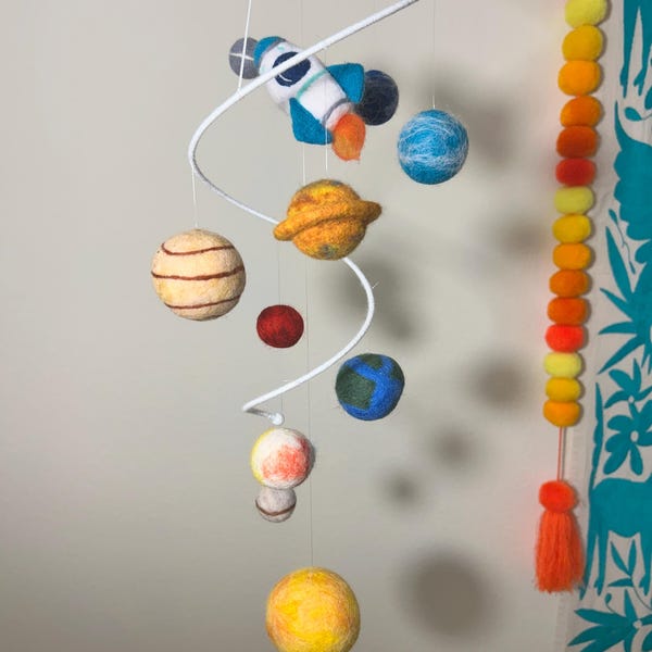 Solar System Mobile Nursery Outer Space Mobile Crib Felt Planets Mobile ...