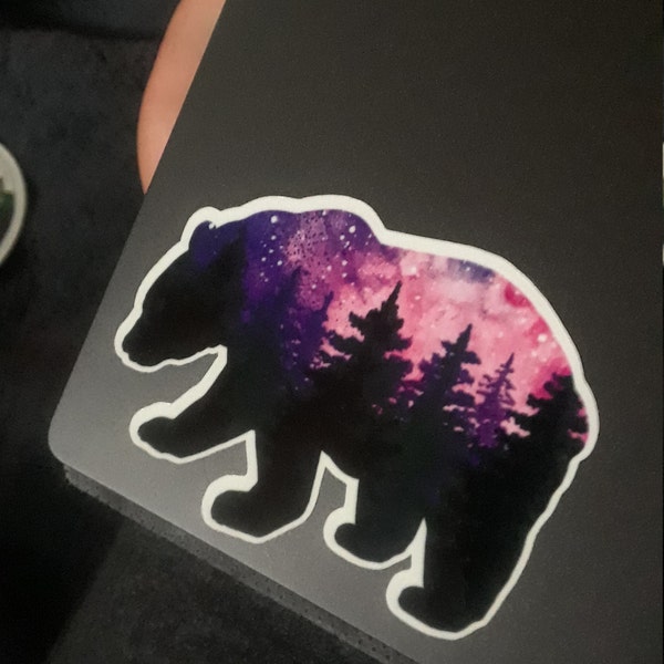 Forest Bear Sticker, Cute Nature Sticker, Nature Laptop Stickers, Vinyl ...
