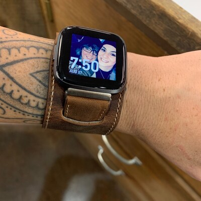 Cuff Leather Band for Fitbit Versa 4 Sense 2 Versa 3 Sense 2 1 Lite ...