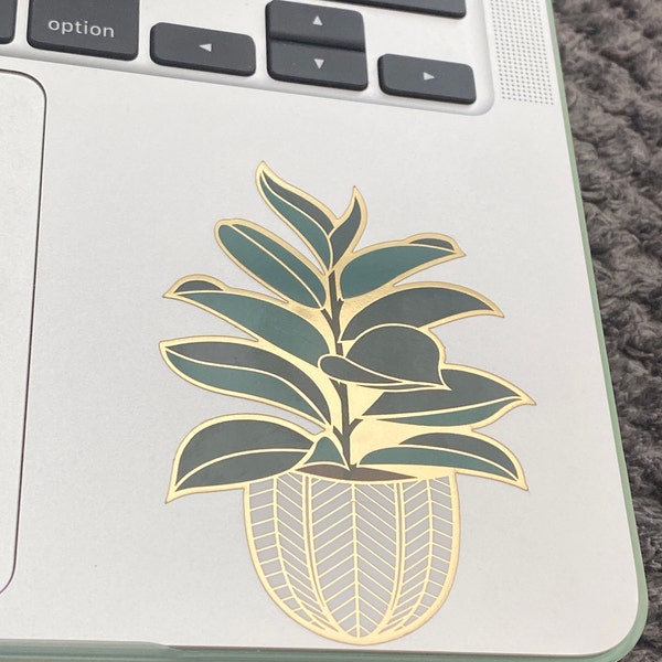 Rubber Tree Sticker | Plant Lover Sticker | Metallic Die Cut Sticker ...
