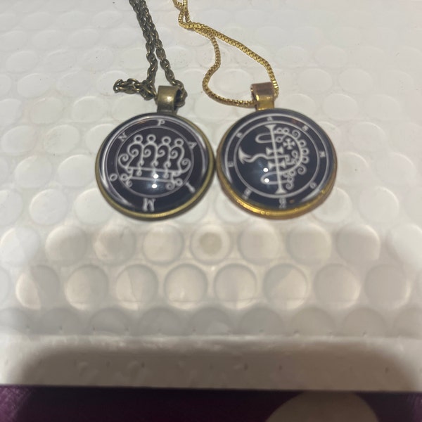 Azazel Satanic Occult Seal Sigil Necklace, Azazel Witchcraft Demon ...