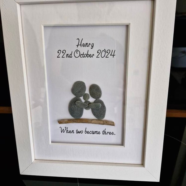Personalised New Baby Pebble Frame, When 2 Become 3, Two Became Three ...