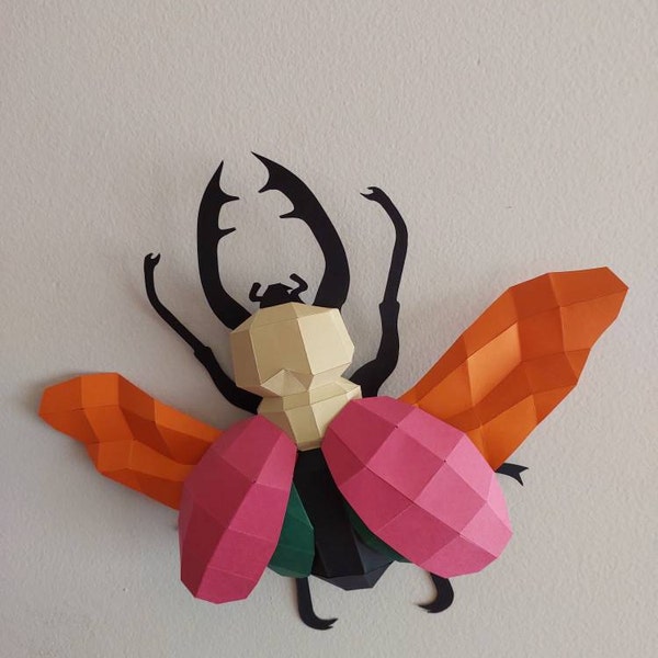 Stag Beetle Low Poly Insect Papercraft Fly Lowpoly PDF Template ...